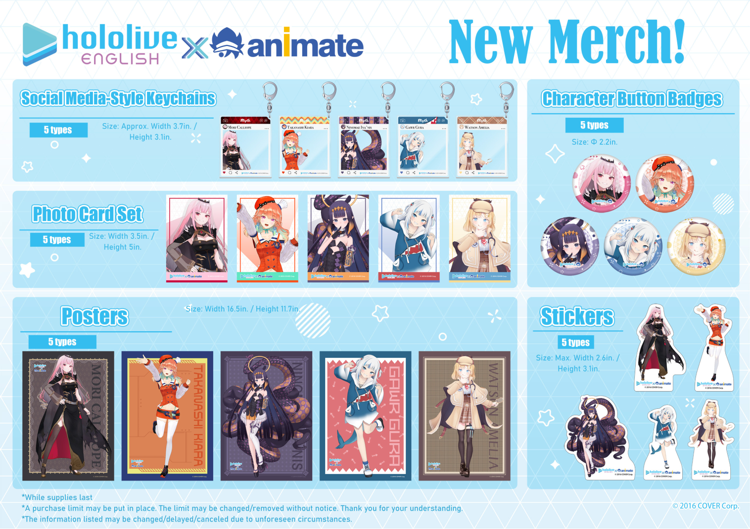 Exclusive hololive English -Myth- x animate Collaboration Merch ...